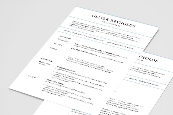 Free Simple Student CV PSD Template Set for Photoshop