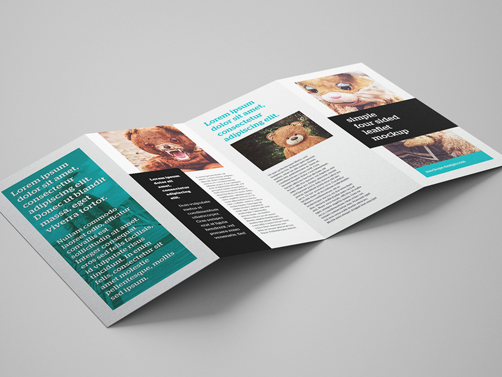 Free Four Panel Leaflet Brochure Mockup PSD Templates for Photoshop