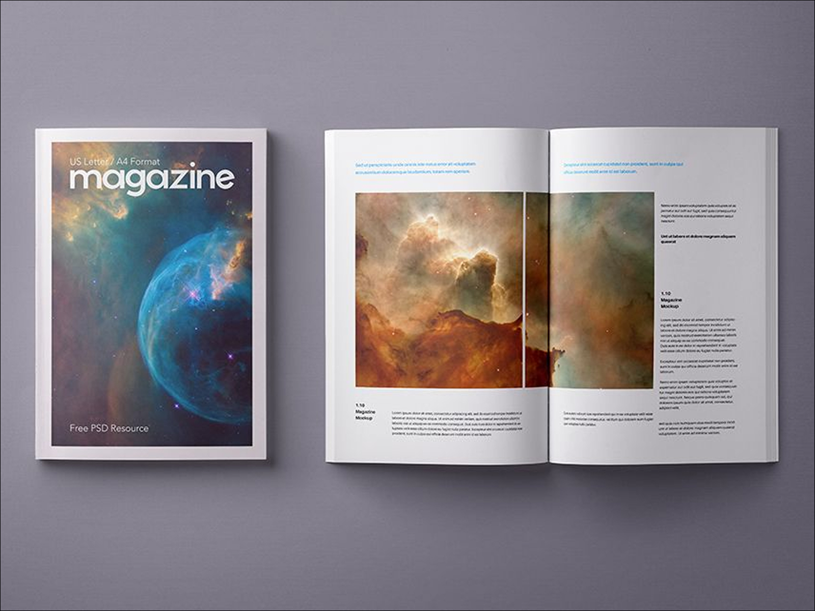 Free A4 And US Letter Magazine PSD Mockup