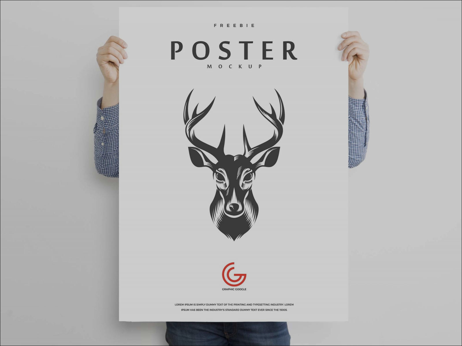 Free Advertisement Poster In Hands Mockup PSD for Photoshop