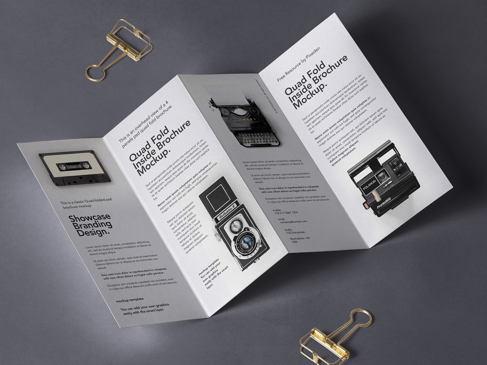 Free Four Fold Panel Brochure Mockup PSD for Photoshop