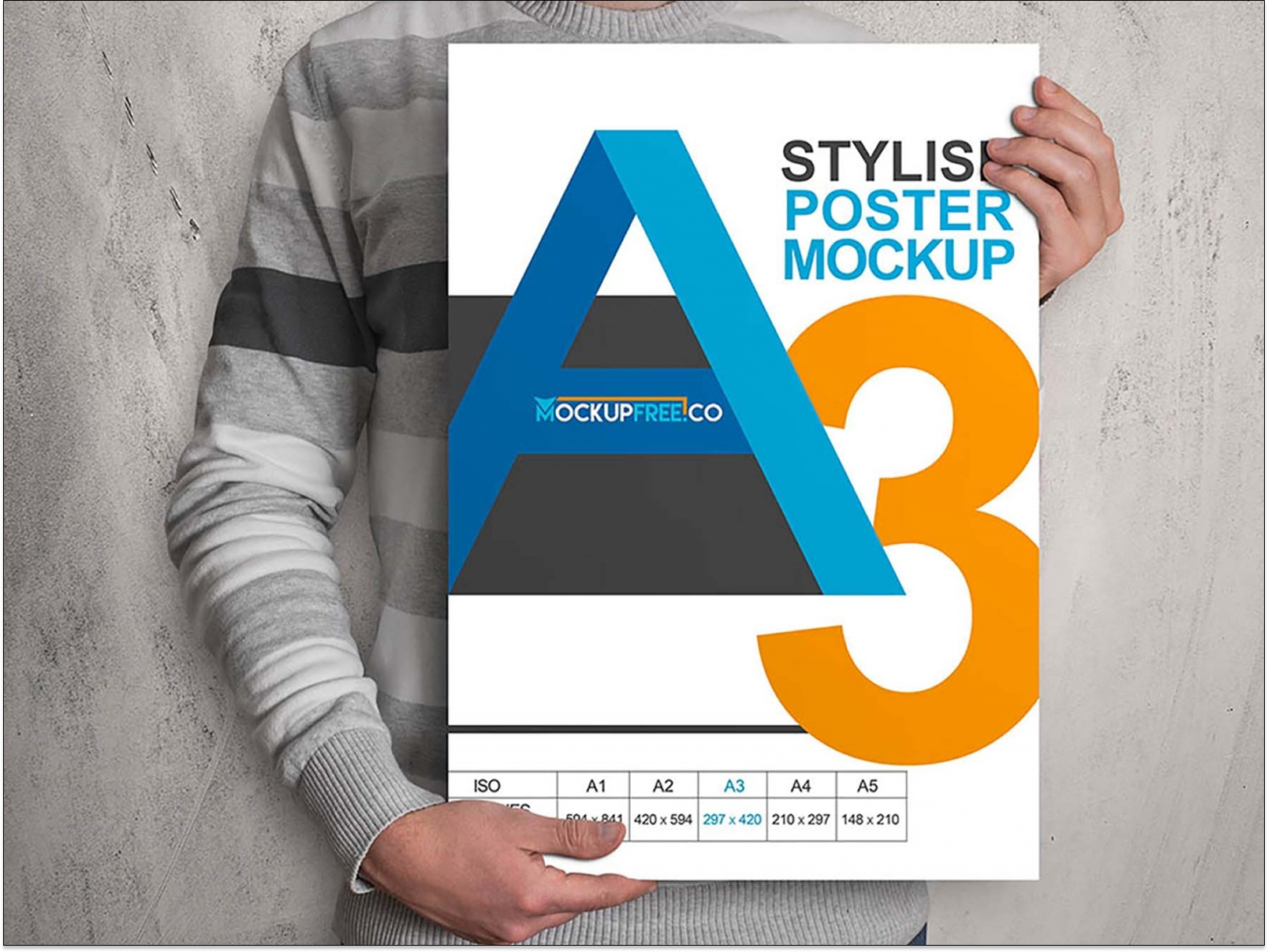 Free A3 Poster In Hands Mockup PSD for Phototshop