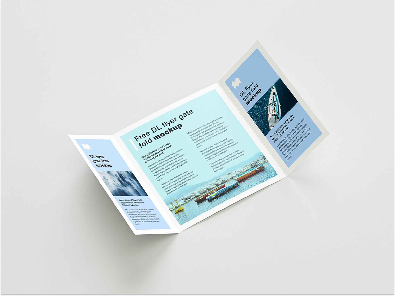 Free DL Gate Fold Brochure Mockup PSD for Photoshop