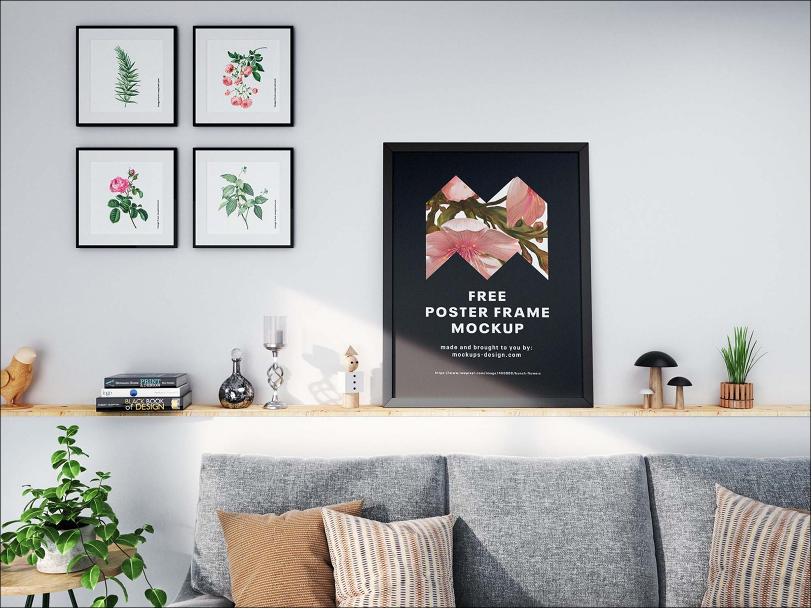 Free Poster Frames Mockups PSD Template for Photoshop