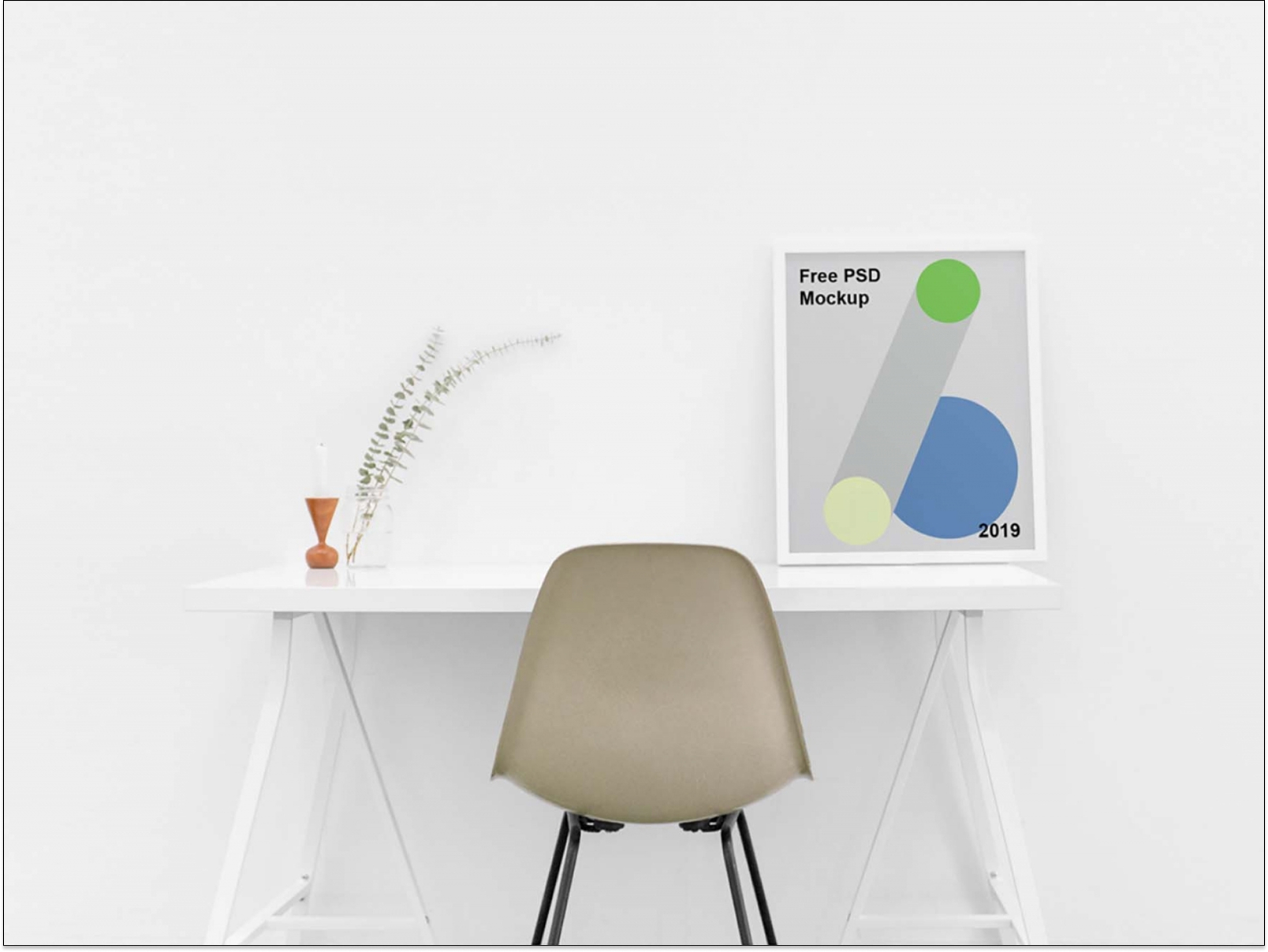 Free Poster On Table Mockup PSD Template for Photoshop