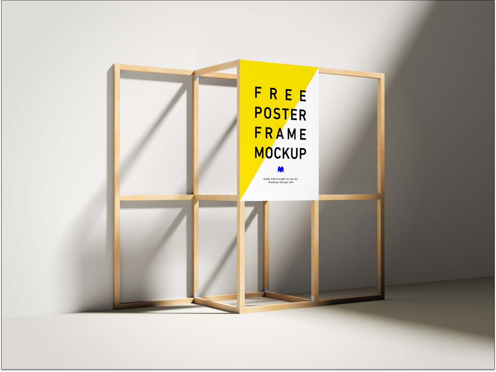 Free Wooden Frame Poster Mockup PSD for Photoshop