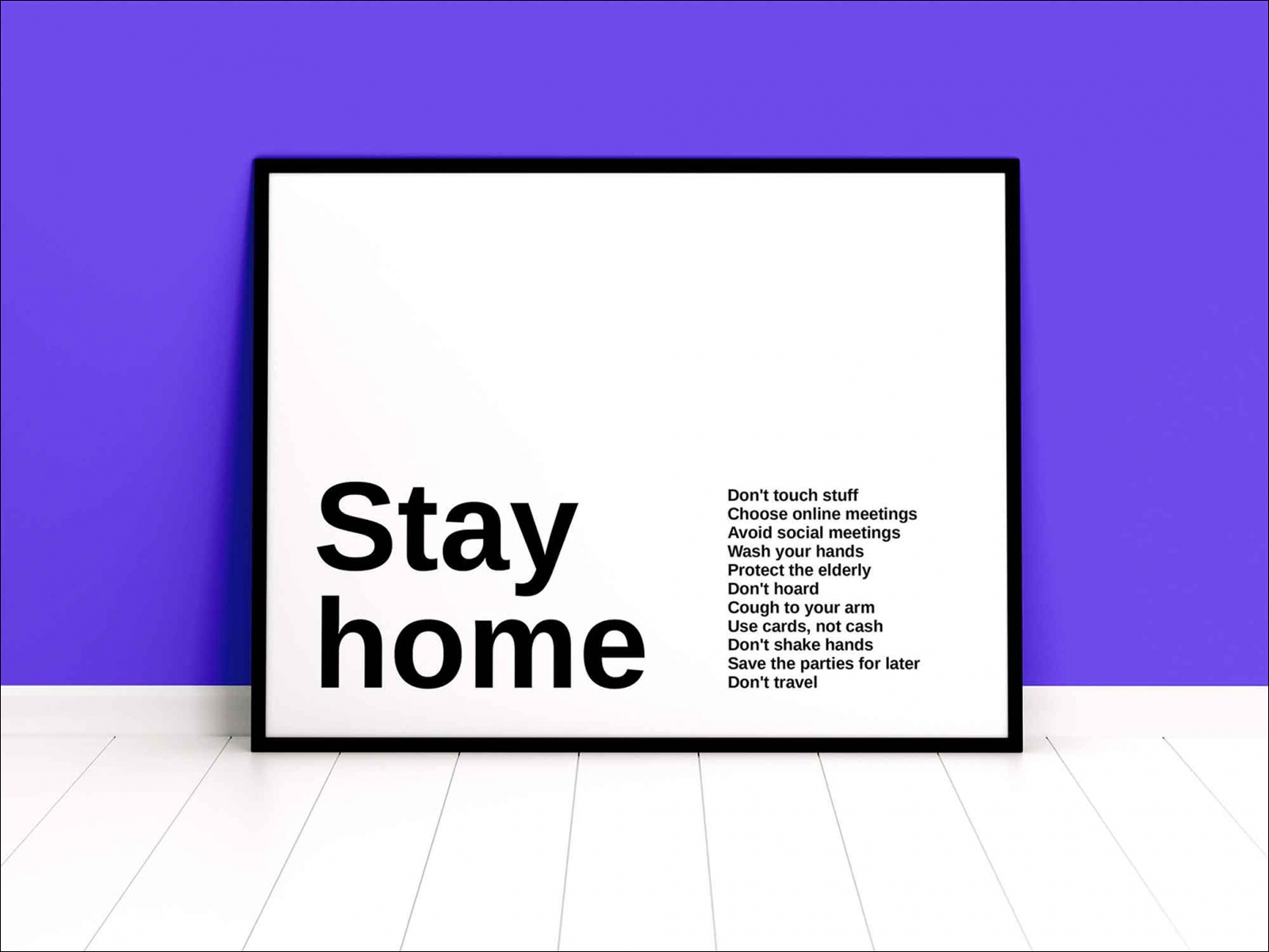 Free Poster Against Wall Mockup PSD For Photoshop