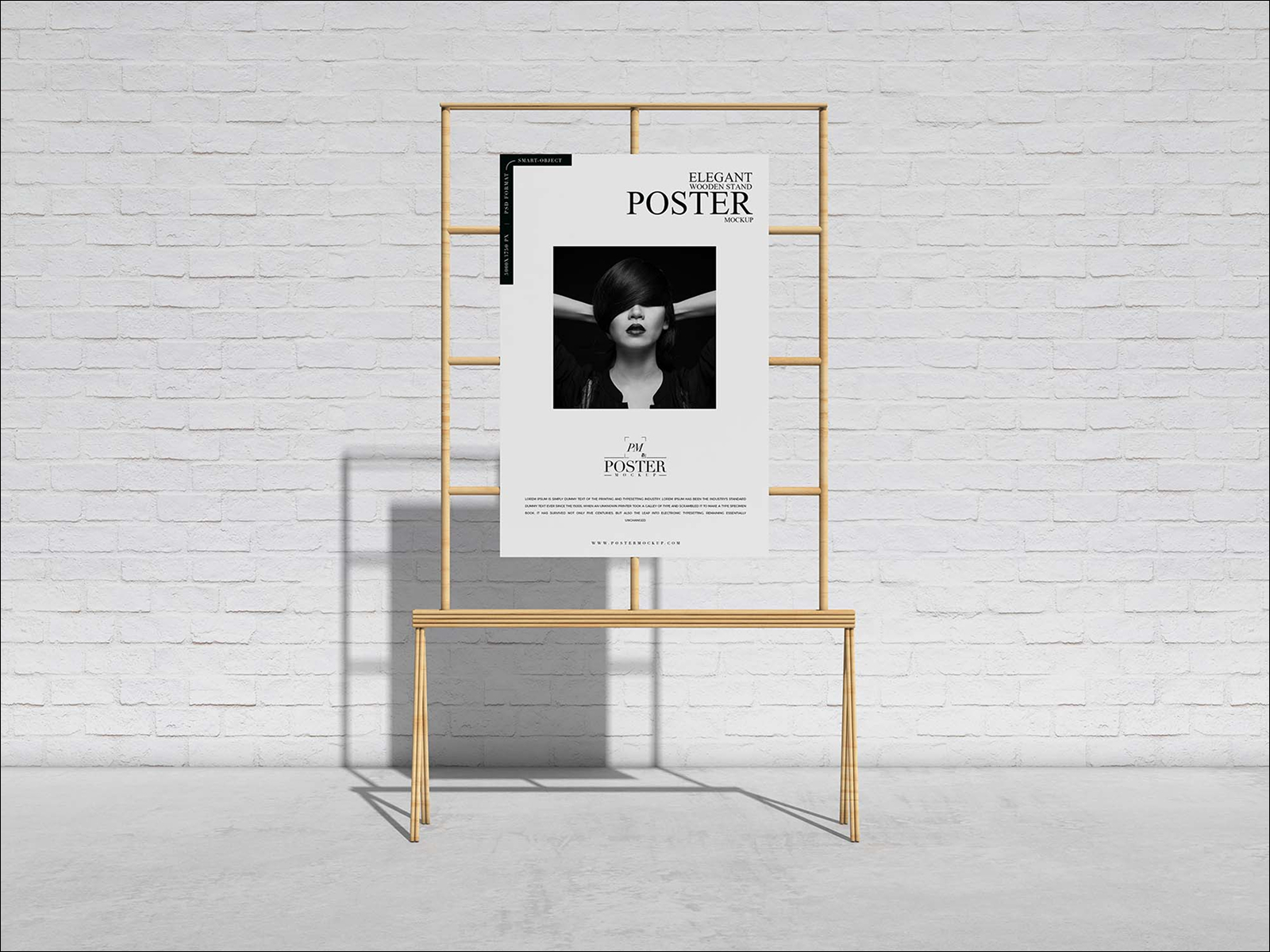 Free Wooden Stand Poster Mockup PSD for Photoshop