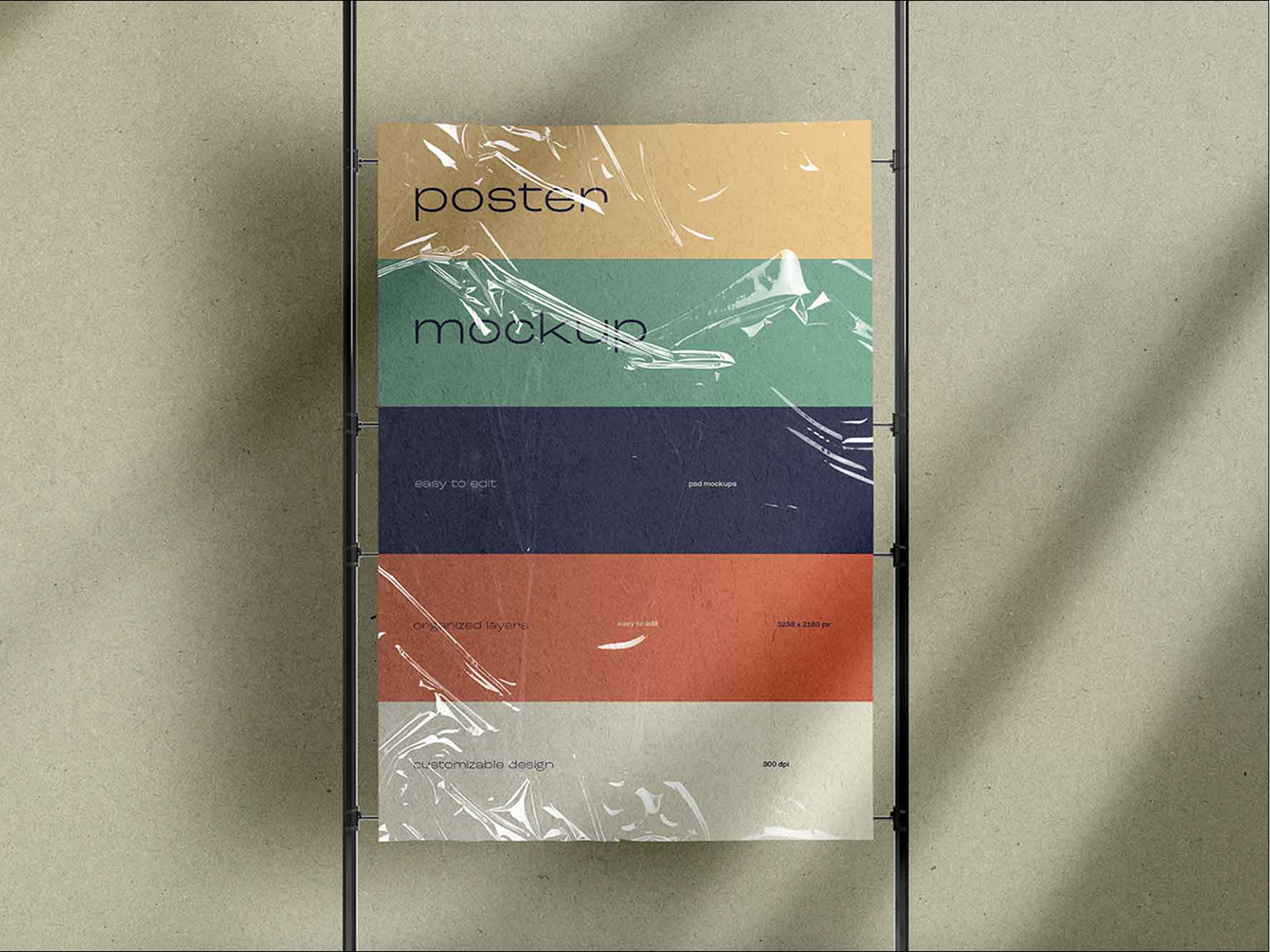 Free Metal Frame Poster PSD Mockup for Photoshop