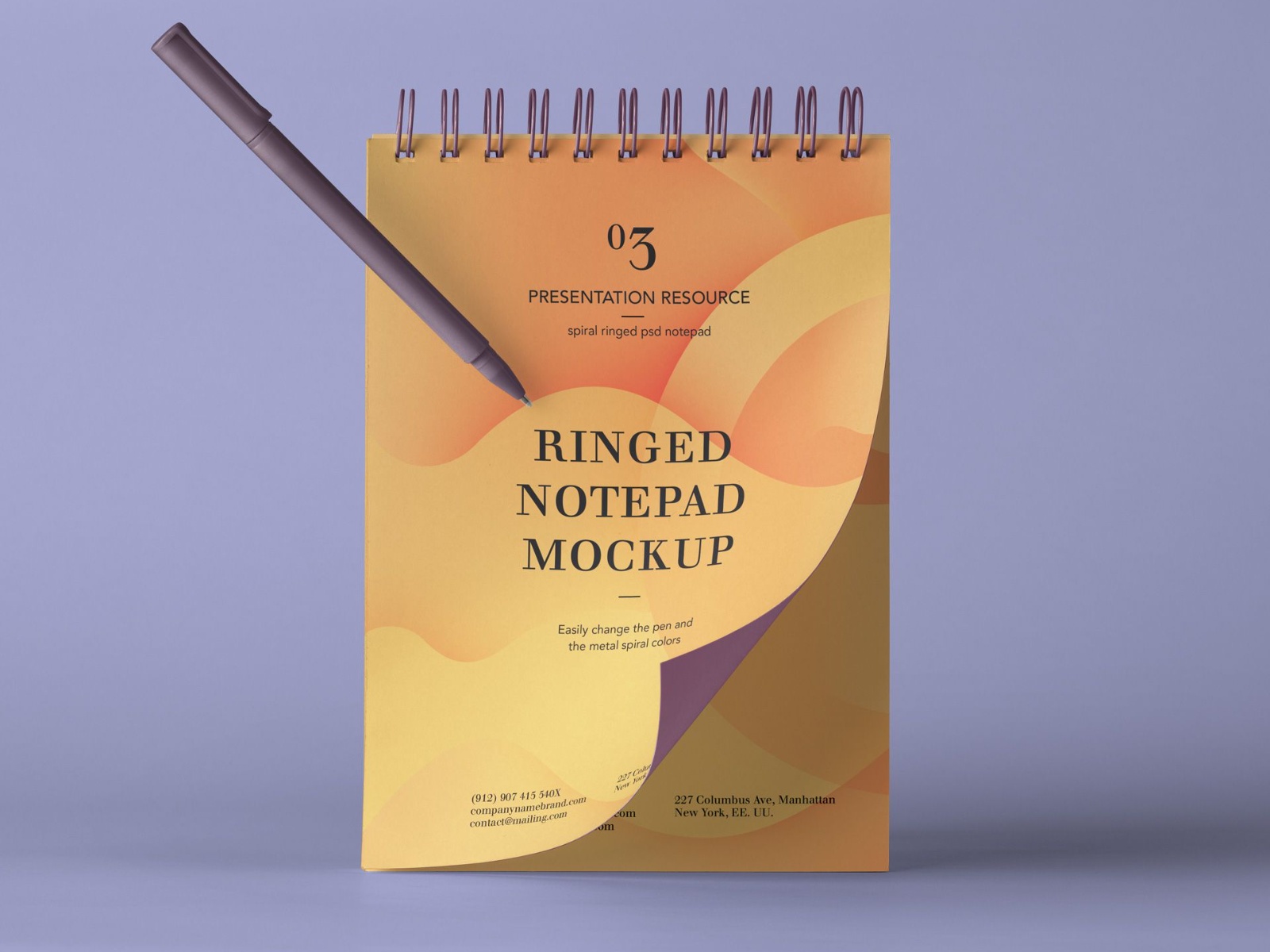 Free Stylish Spiral Notepad PSD Mockup