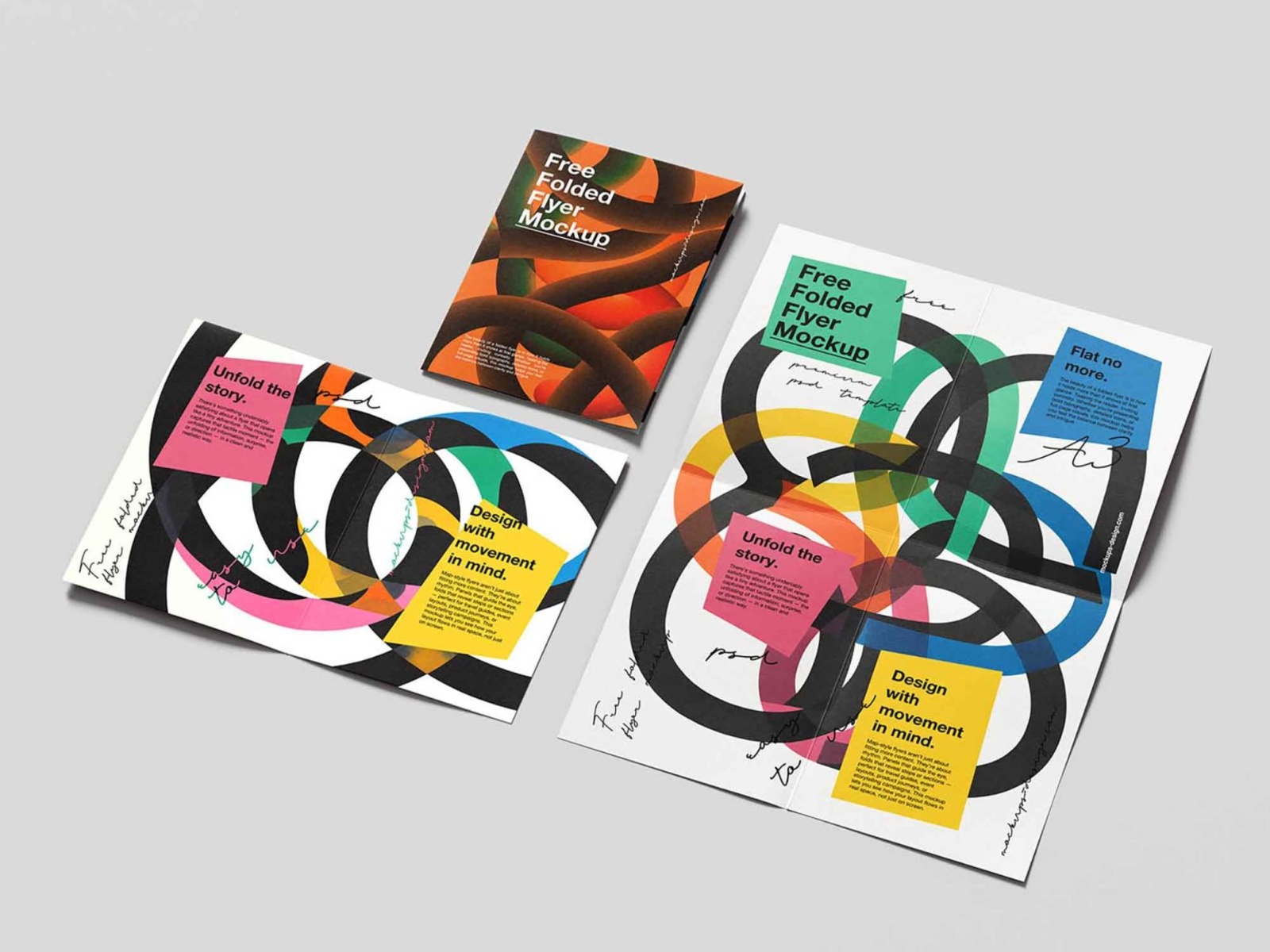 Free Folded Map Flyers PSD Mockup