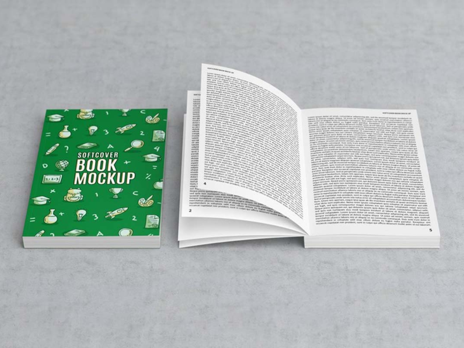 Free Open Closed Softcover Books Mockup PSD