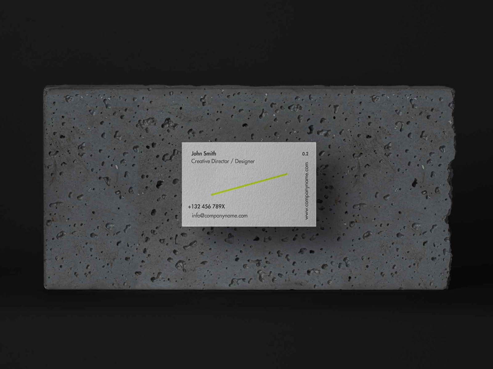 Free Single Business Card On Stone PSD Mockup