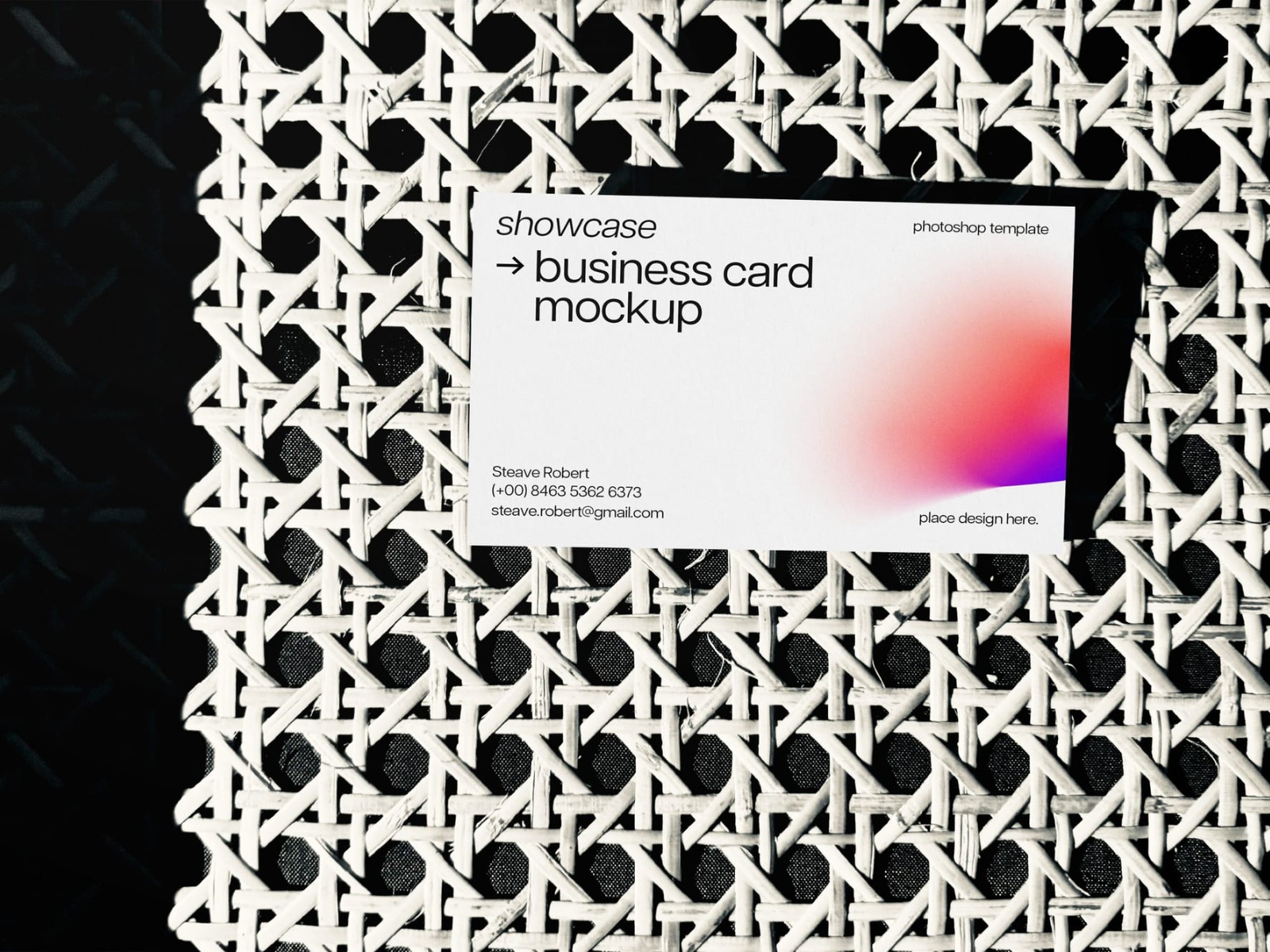 Free Business Card On Natural Mesh PSD Mockup