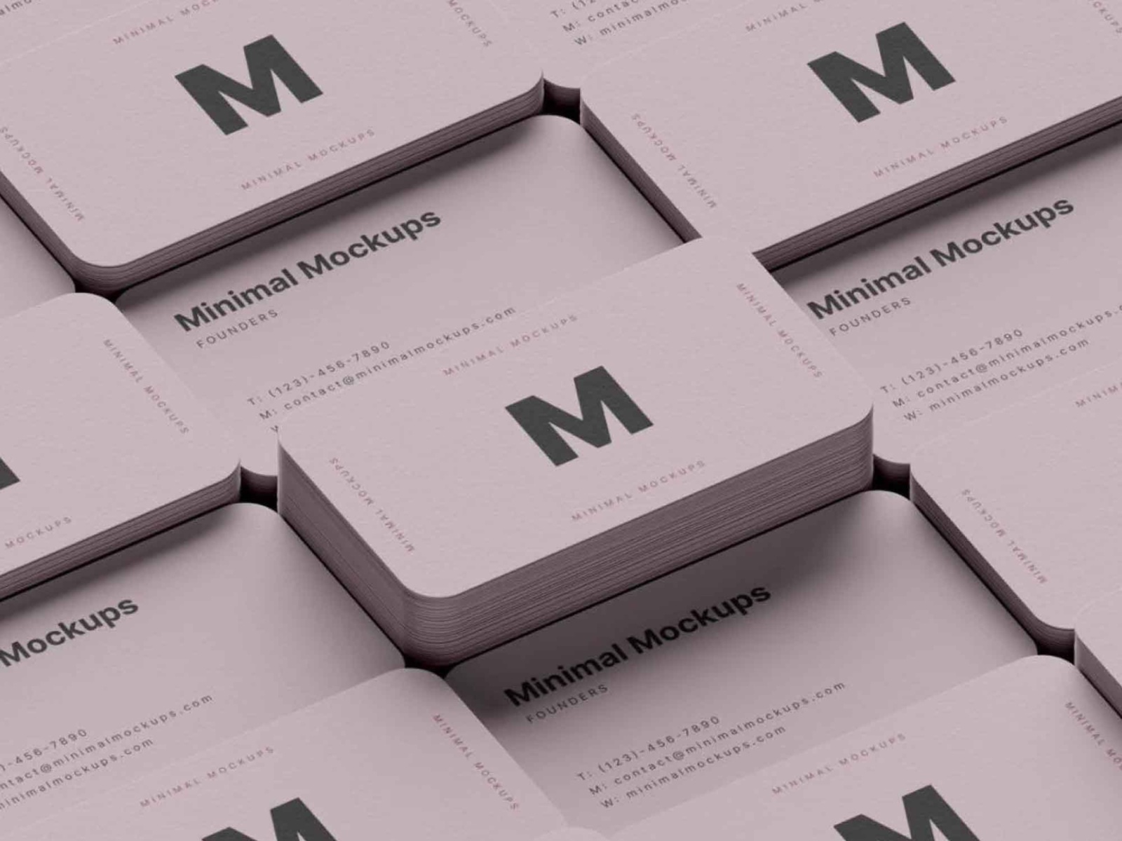 Free Grid Business Cards Round Corners PSD Mockup