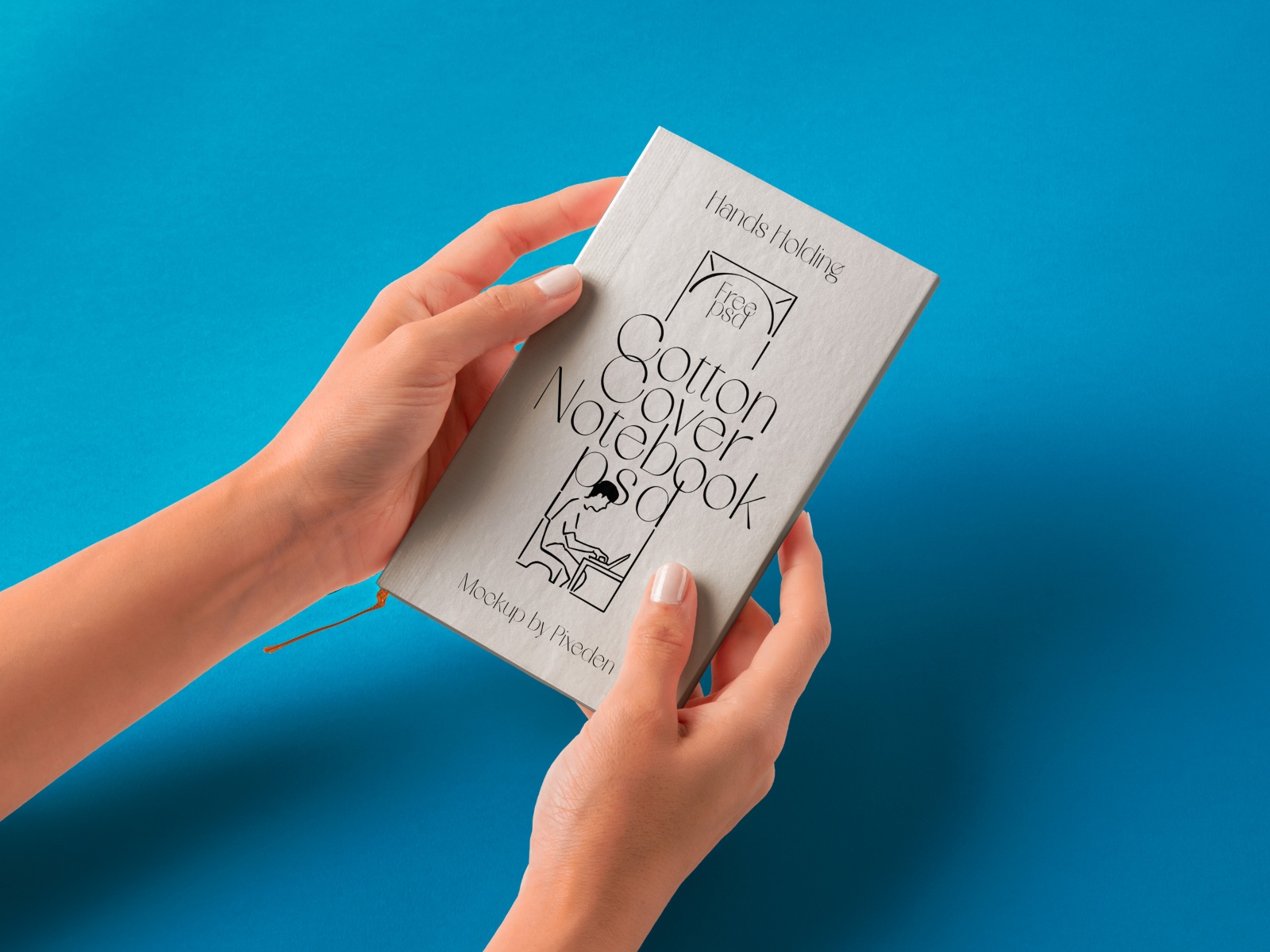 Free Notebook Cotton Cover In Hands PSD Mockup